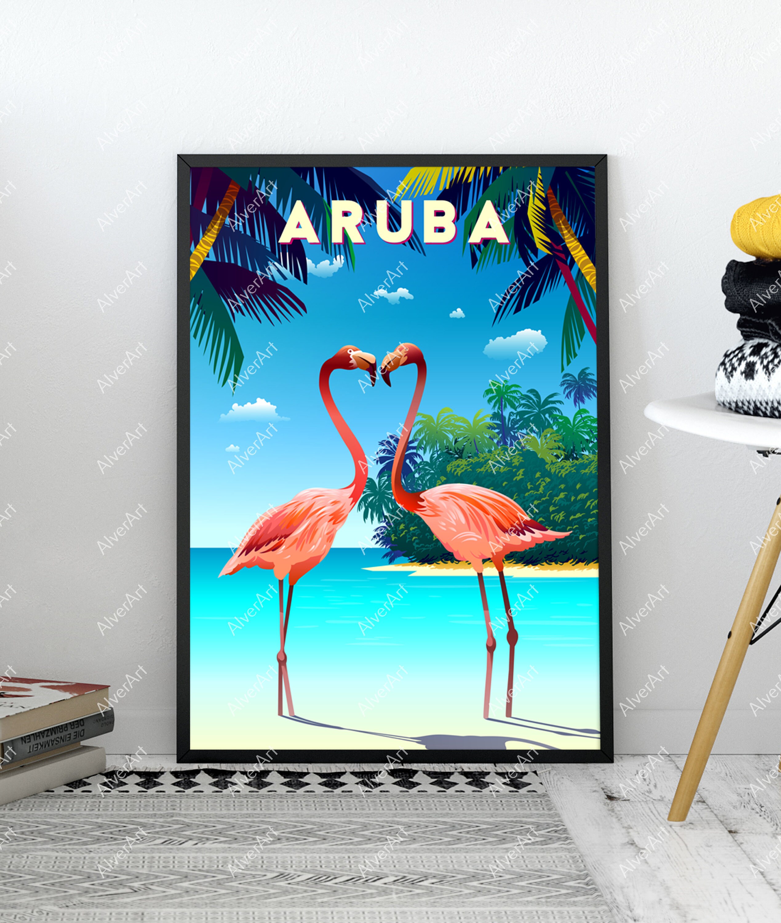 Caribbean Poster, Aruba Print, Tropical Travel Print, Caribbean Wall ...