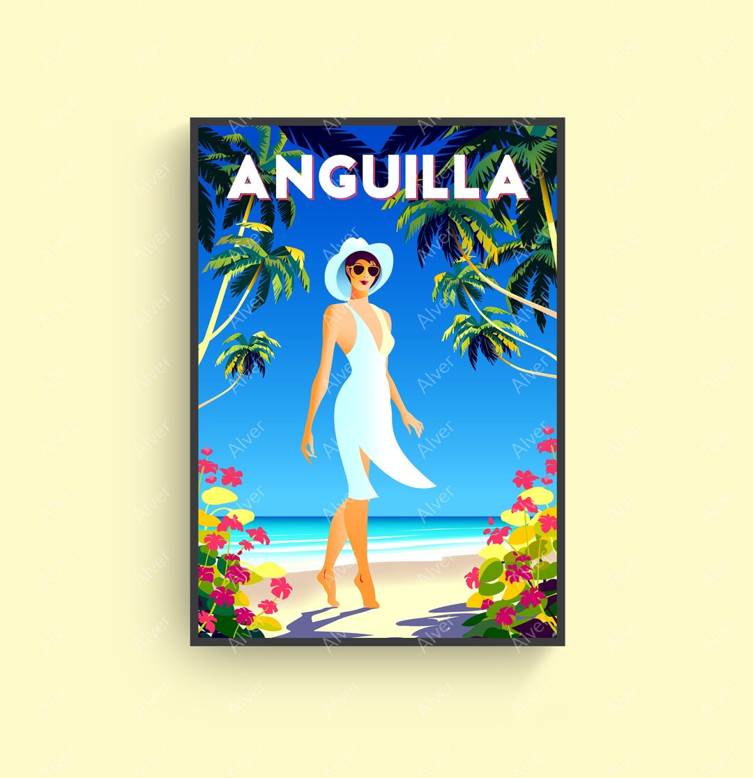 Caribbean Poster, Anguilla Poster, Tropical Travel Poster, Caribbean ...