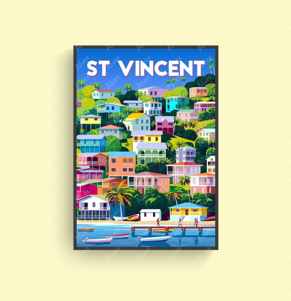 Caribbean Poster St Vincent Poster Tropical Travel Print - Etsy