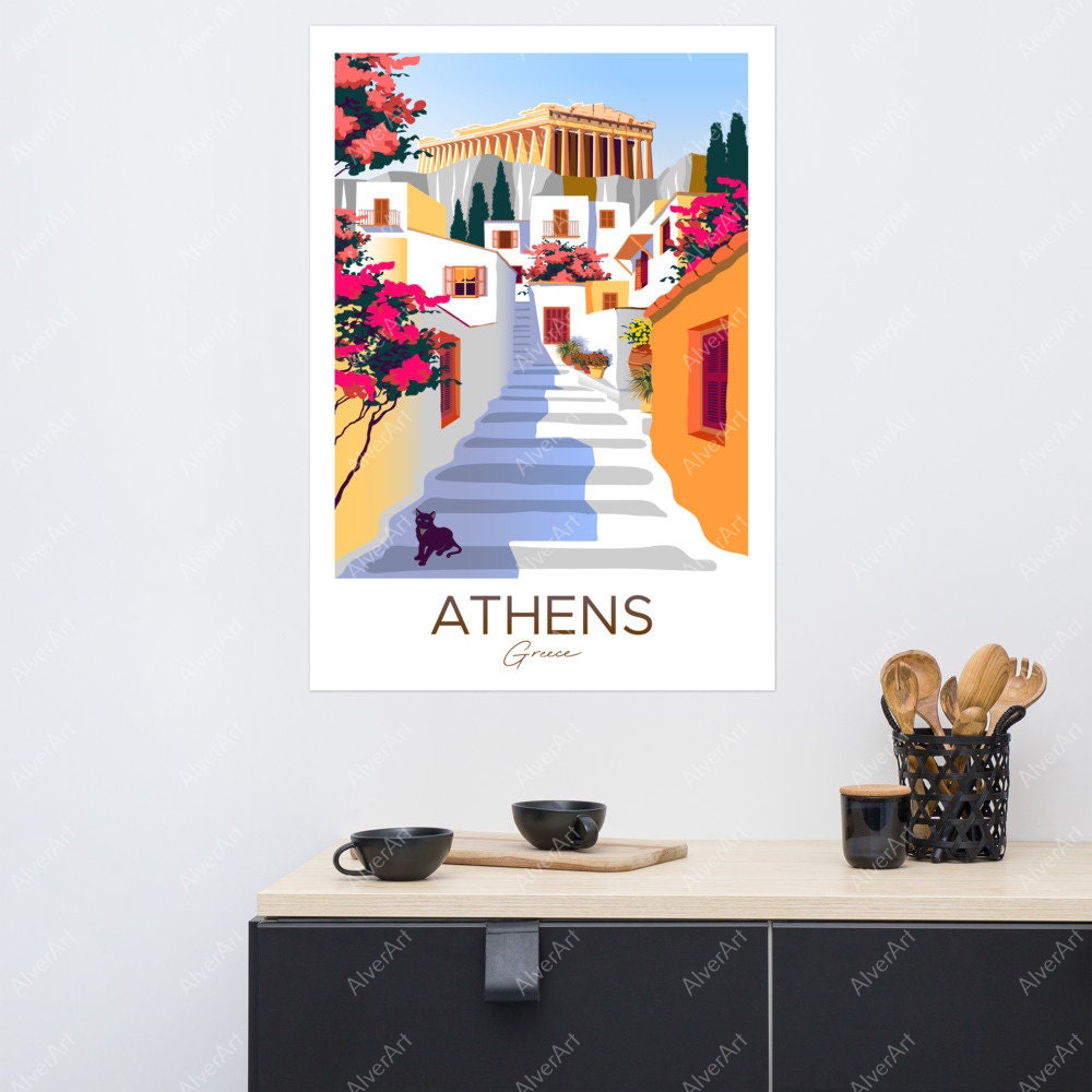Greece Poster Athens Poster Greece Travel Print Greece Wall - Etsy