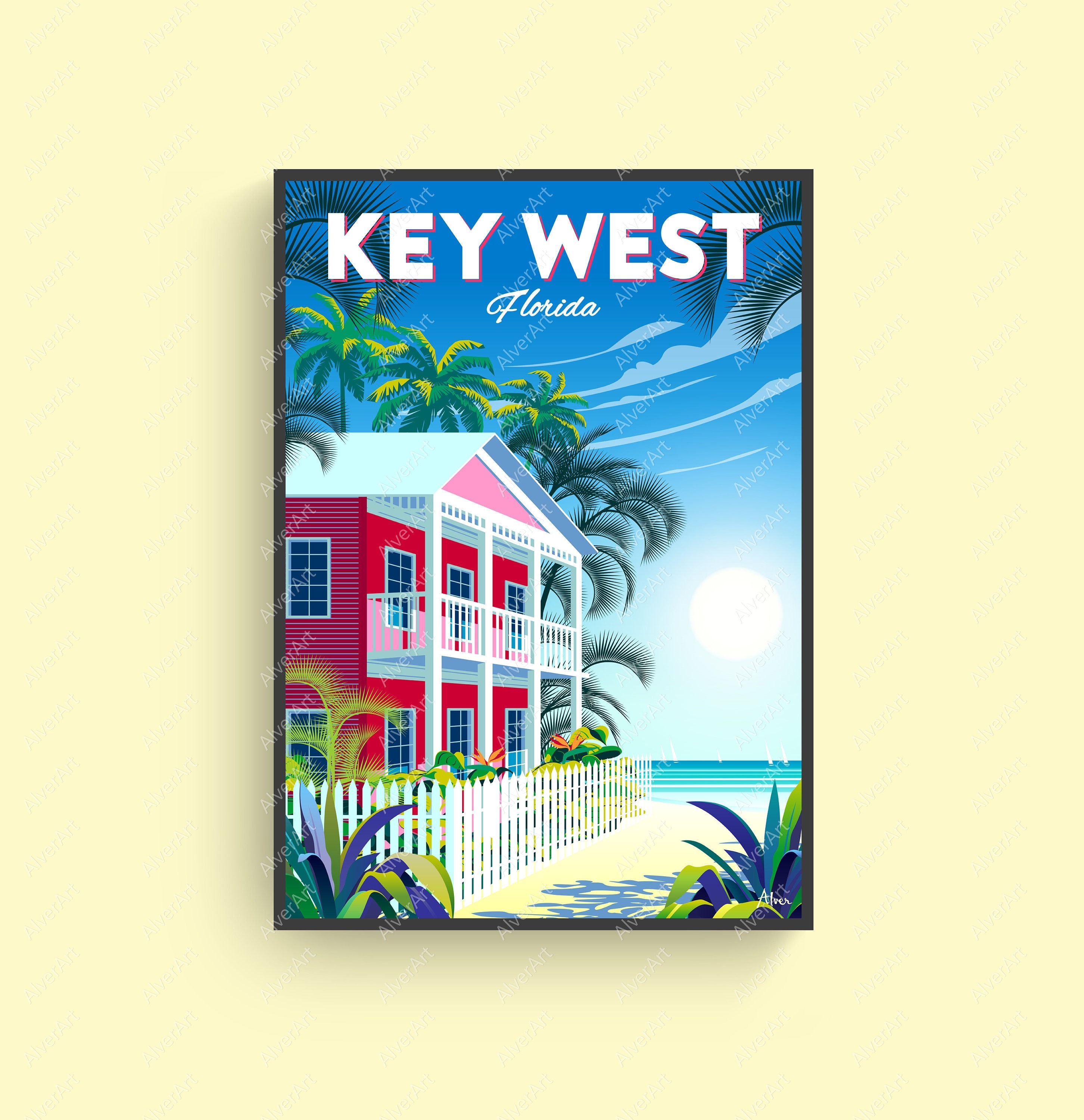 Key West Travel Poster Florida Print Florida Wall Art - Etsy