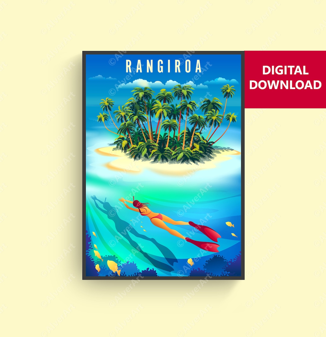 Rangiroa Poster, French Polynesia Poster, Tropical Travel Print ...