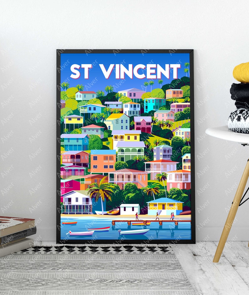 Caribbean Poster, St Vincent Poster, Tropical Travel Print, Caribbean ...