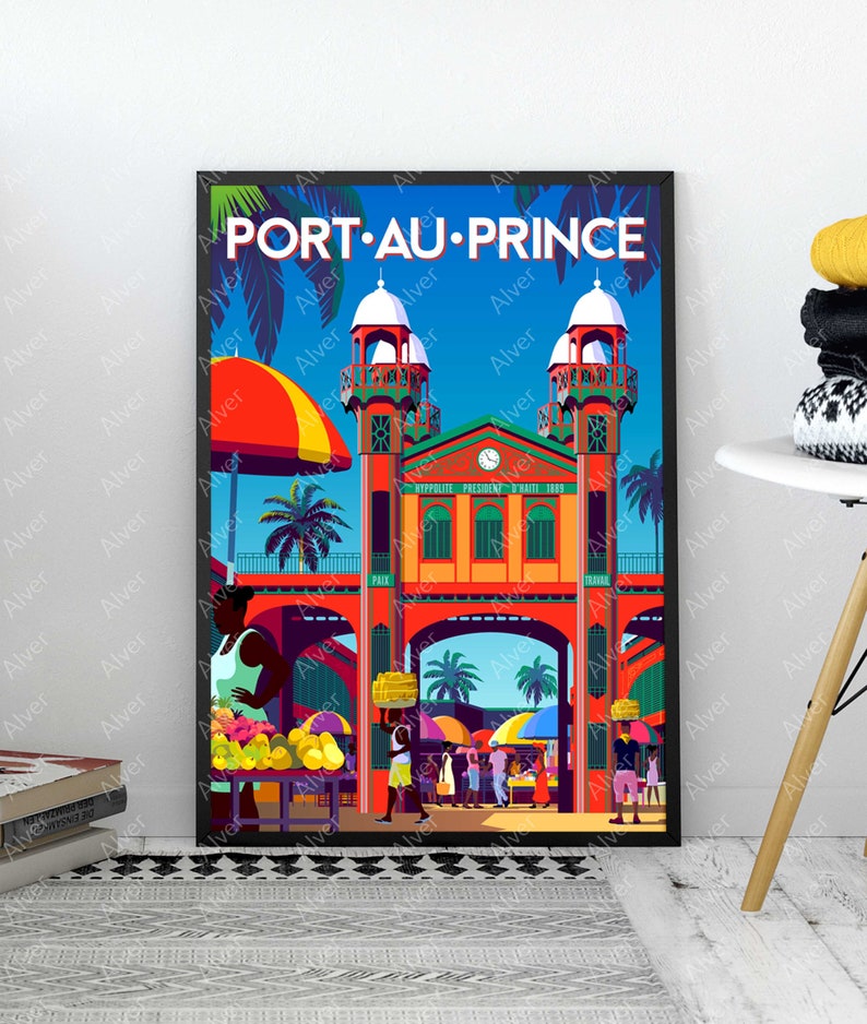 Port Au Prince Poster Haitian Art Print Caribbean Poster - Etsy