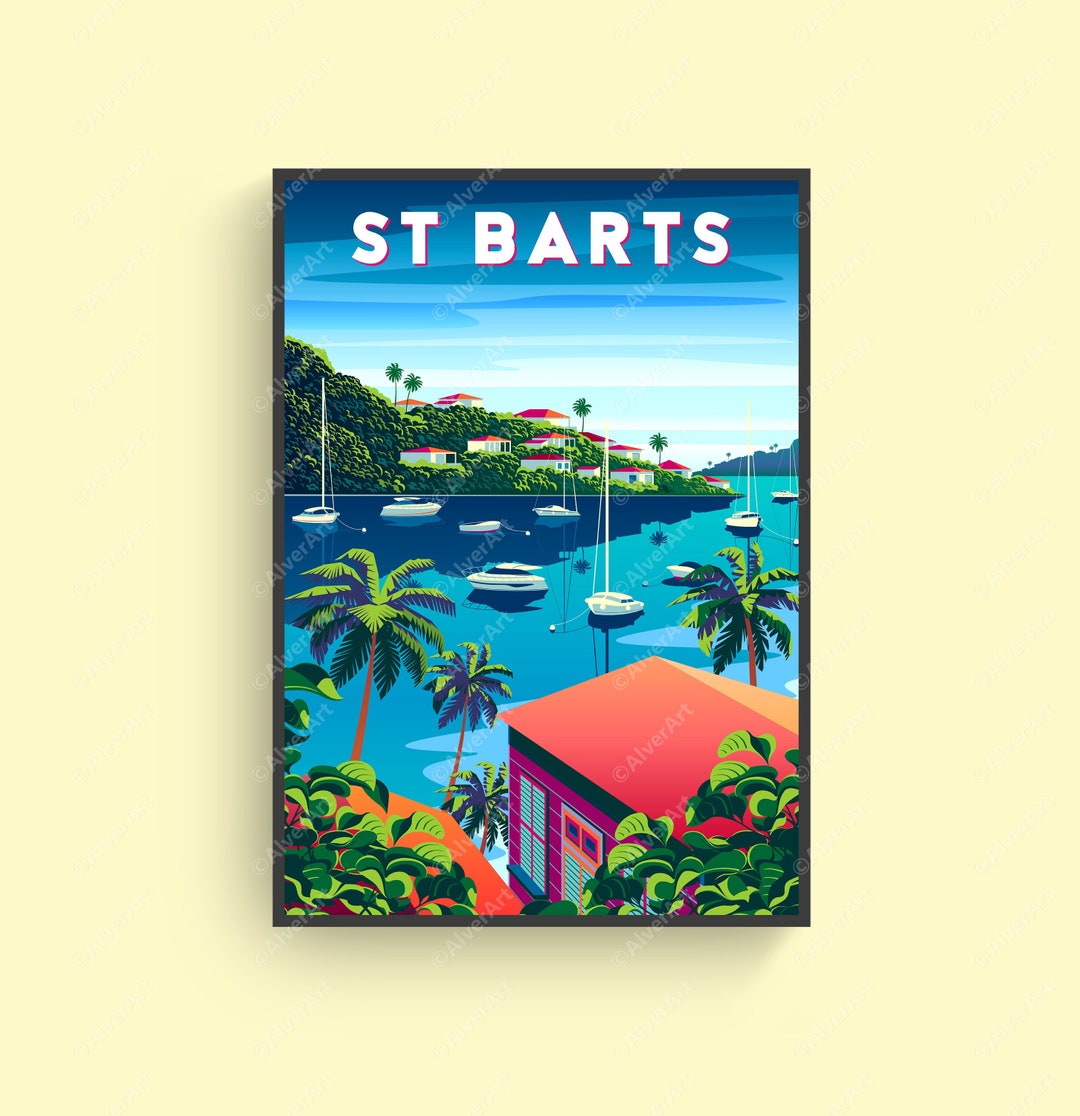 Caribbean Poster, Saint Barthelemy Poster, Tropical Print, Caribbean ...