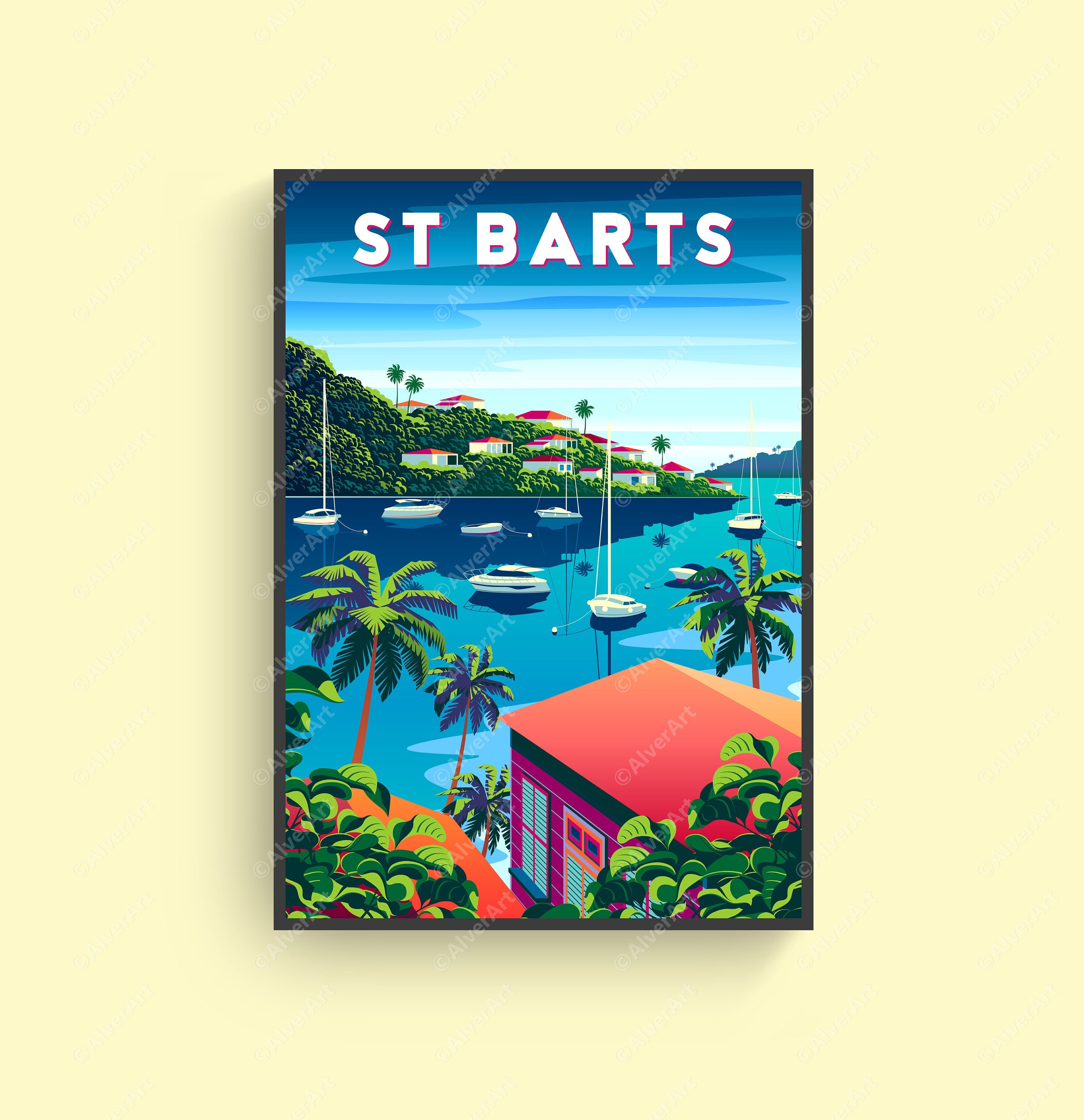 Caribbean Poster Saint Barthelemy Poster Tropical Print - Etsy