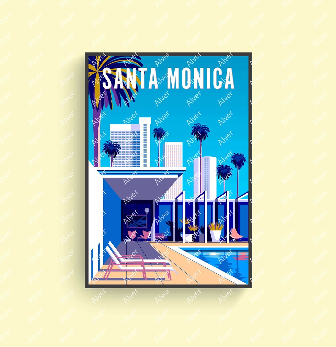 Santa Monica Poster, California Poster, Los Angeles Travel Print ...