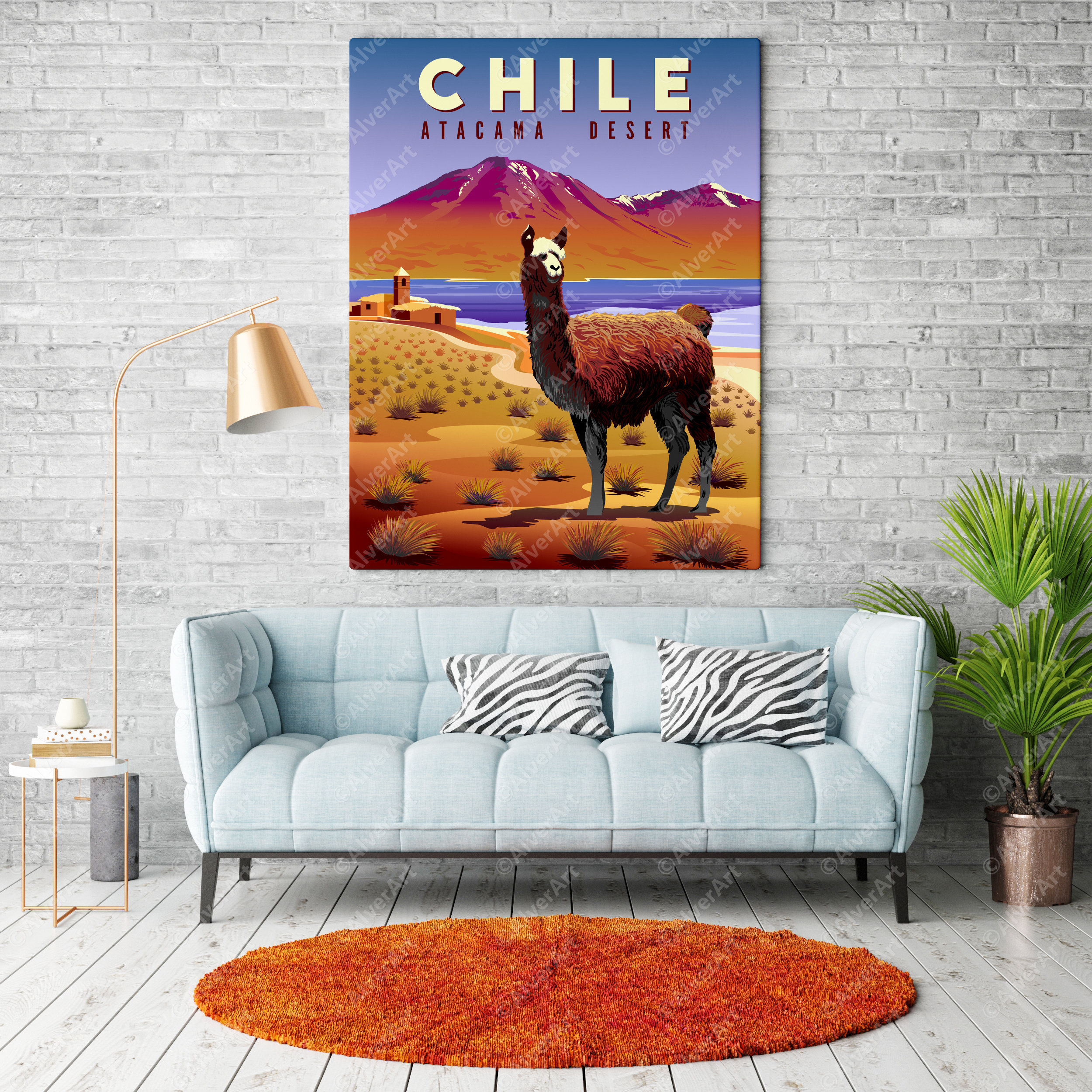 Chile Poster, Chile Travel Print, Chile Wall Art, Llama Atacama Desert ...