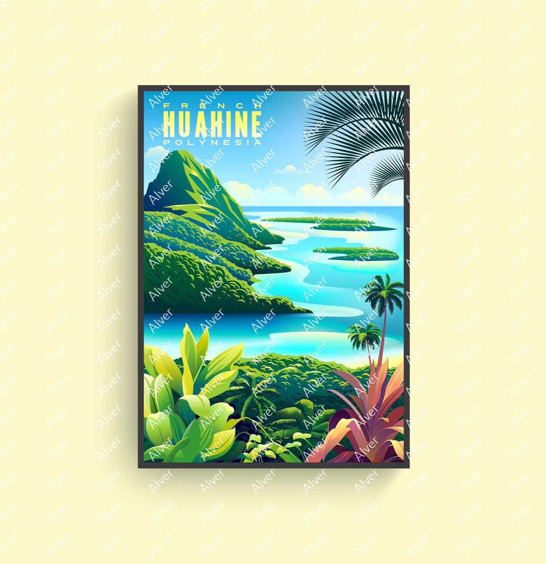 Huahine Poster, French Polynesia Poster, Tropical Travel Print, Huahine ...