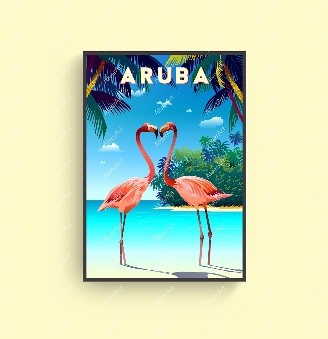 Caribbean Poster, Aruba Print, Tropical Travel Print, Caribbean Wall ...