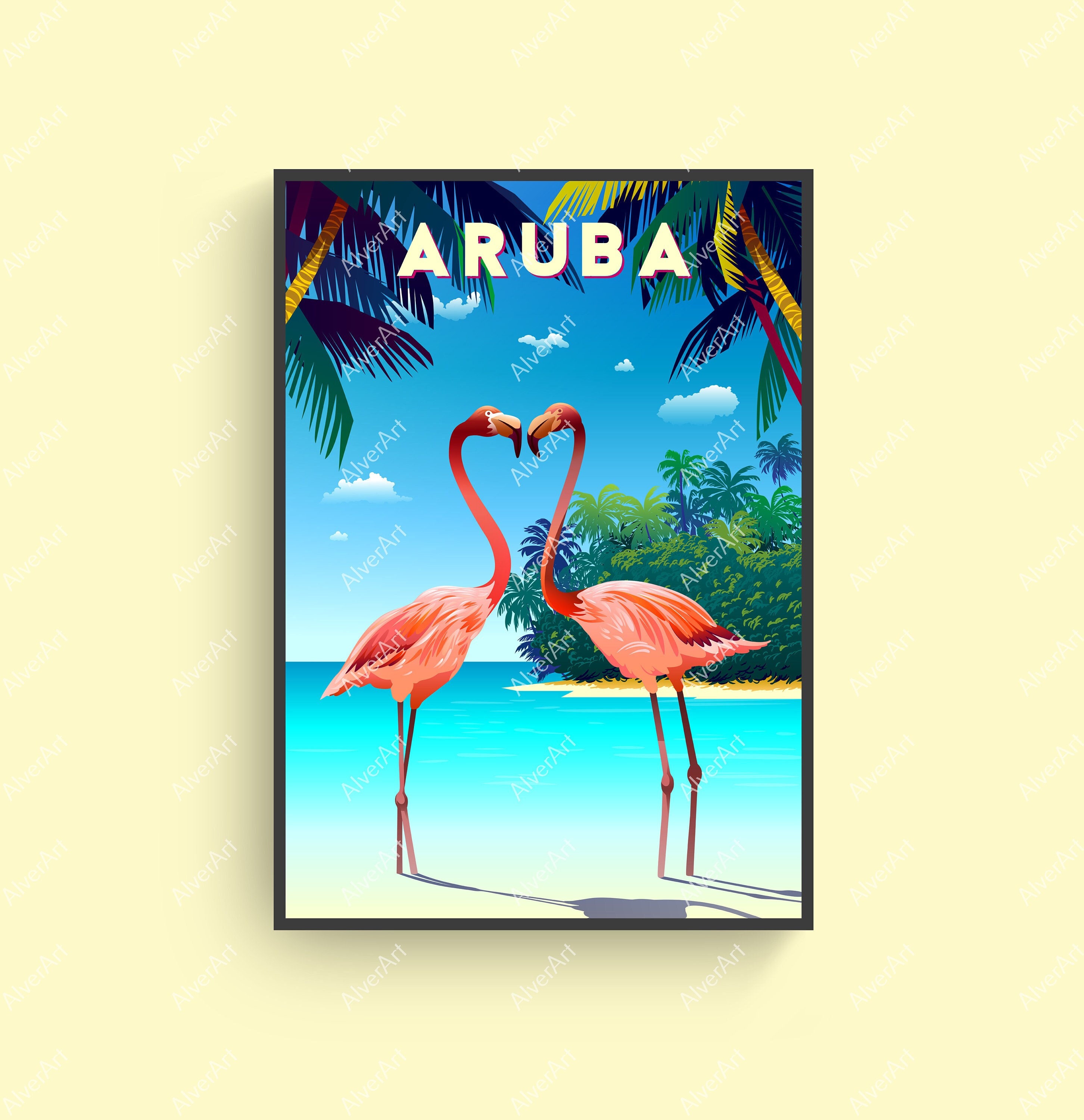 Caribbean Poster Aruba Print Tropical Travel Print - Etsy