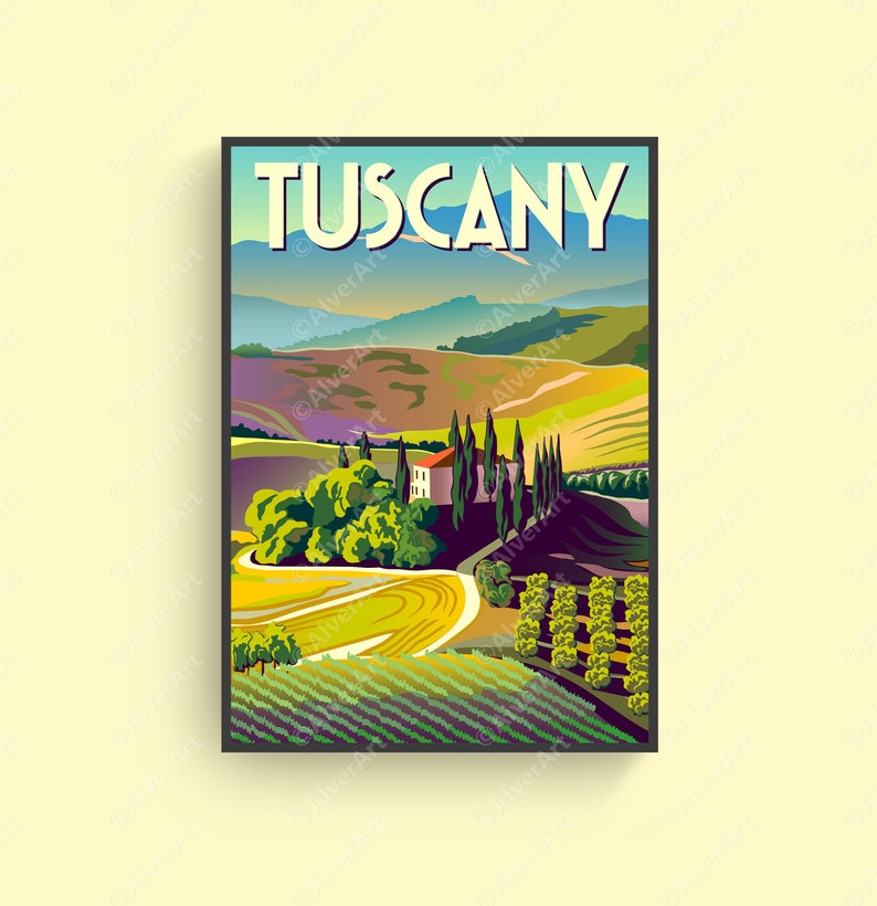 Tuscany Poster Italy Poster Tuscany Landscape Print Italy - Etsy