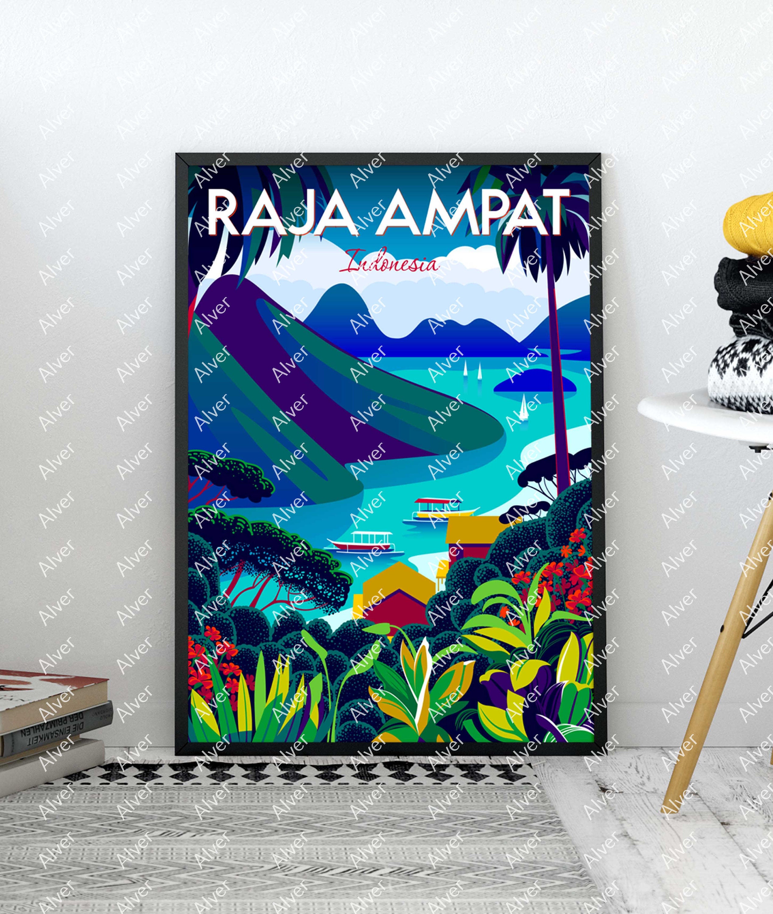 Raja Ampat Poster, Indonesia Poster, Tropical Travel Print, Indonesia ...