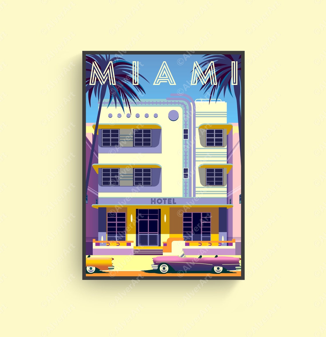 Miami Poster, Retro Style Poster, Miami Print, Florida Poster, Art Deco ...