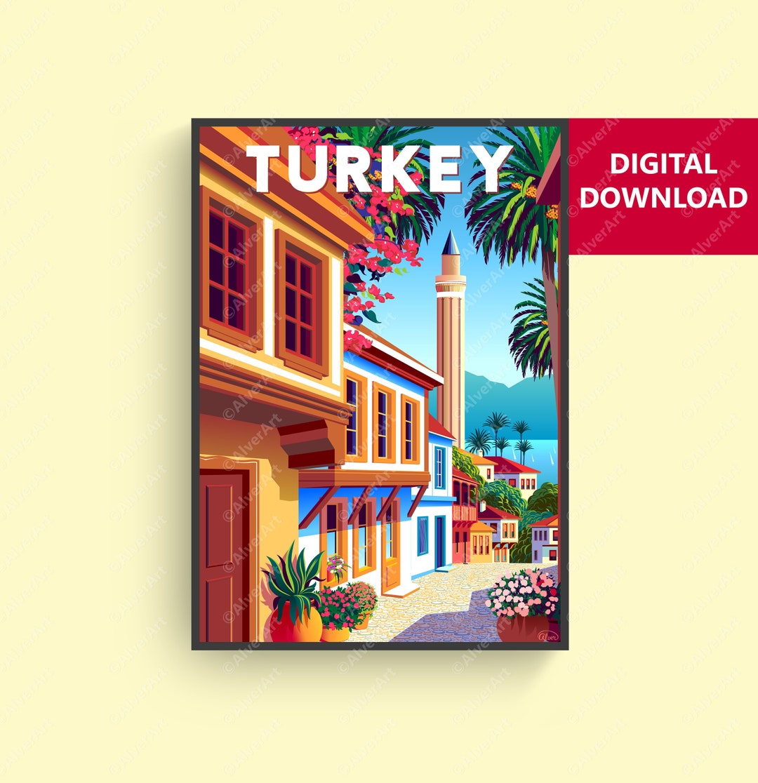 Türkei Poster, Türkei Travel Print, Türkei Wandkunst, Digital Art ...