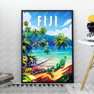 Fiji Poster, Tropical Poster, Tropical Travel Print, Fiji Wall Art ...