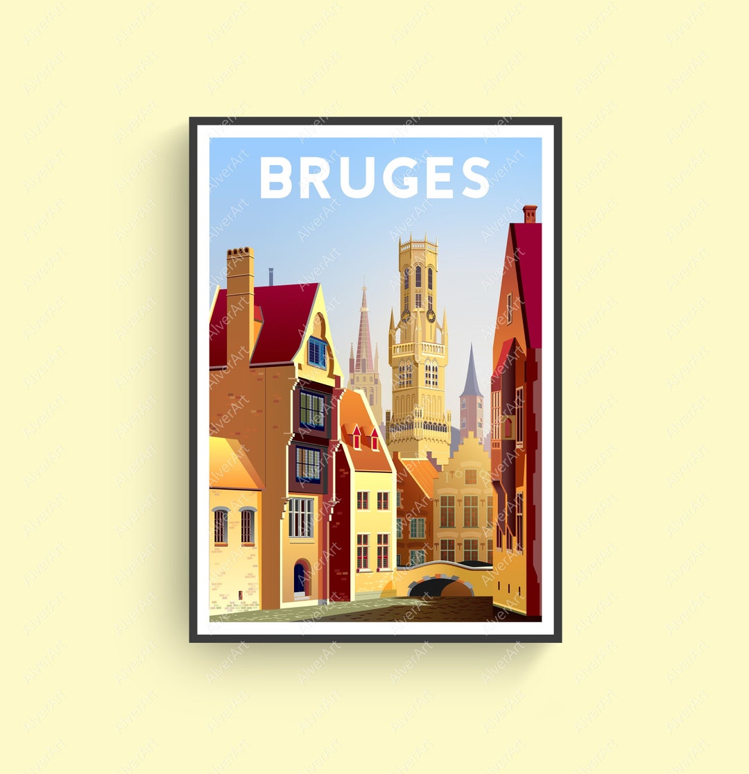 Belgium Poster, Bruges Poster, Bruges Travel Print, Cityscape Wall Art ...