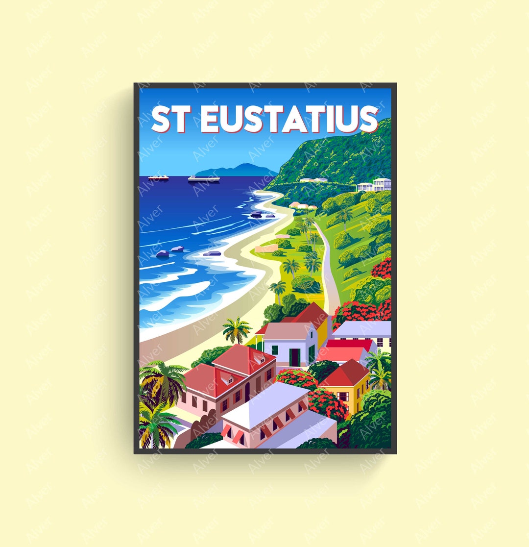 Caribbean Poster, St Eustatius Poster, Tropical Travel Print, Statia ...
