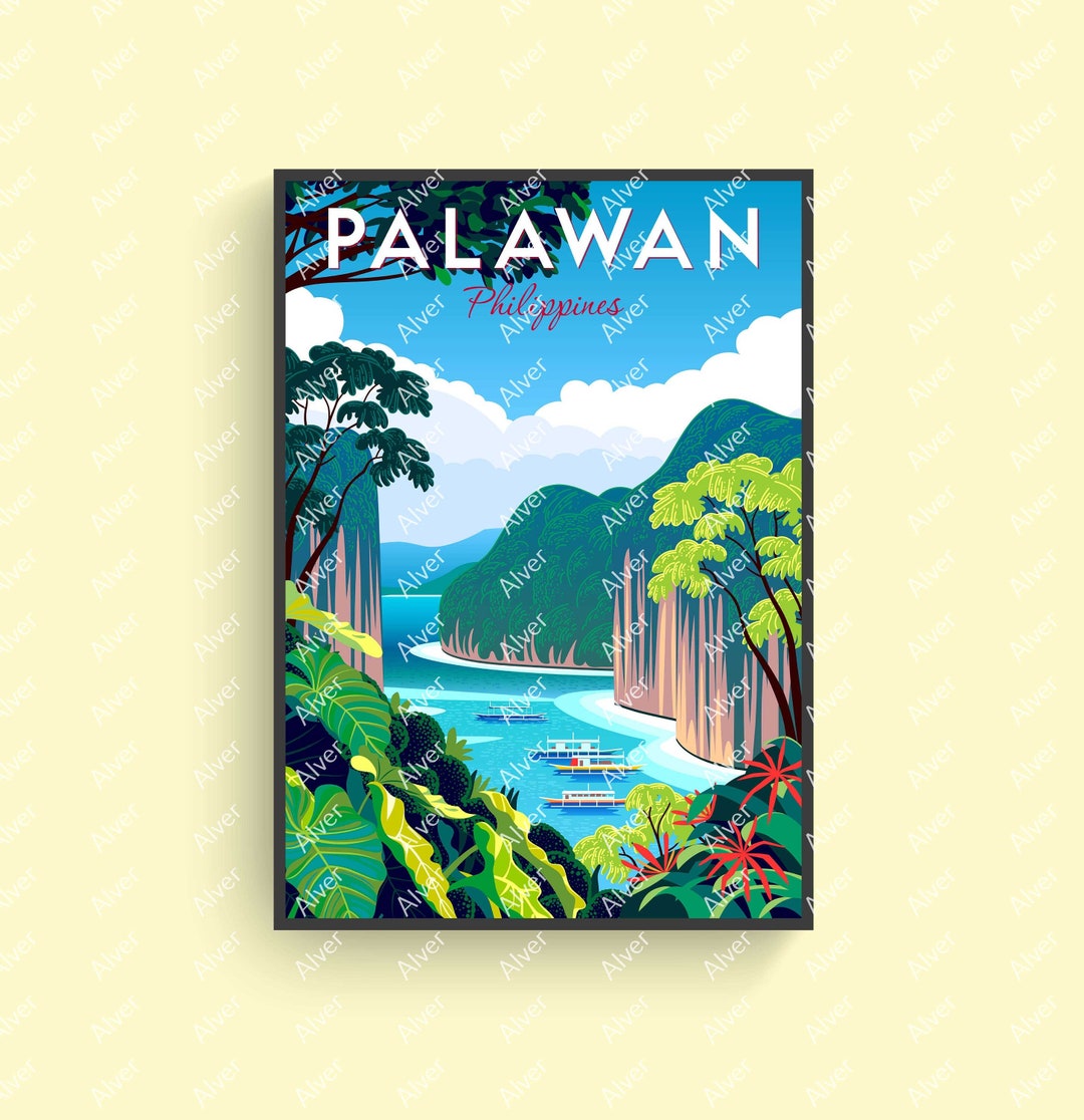 Palawan Poster, Philippines Poster, Tropical Travel Print, Philippines ...