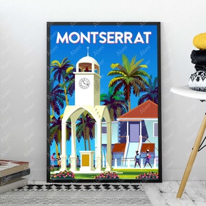 Caribbean Poster, Montserrat Poster, Tropical Travel Print, Caribbean ...