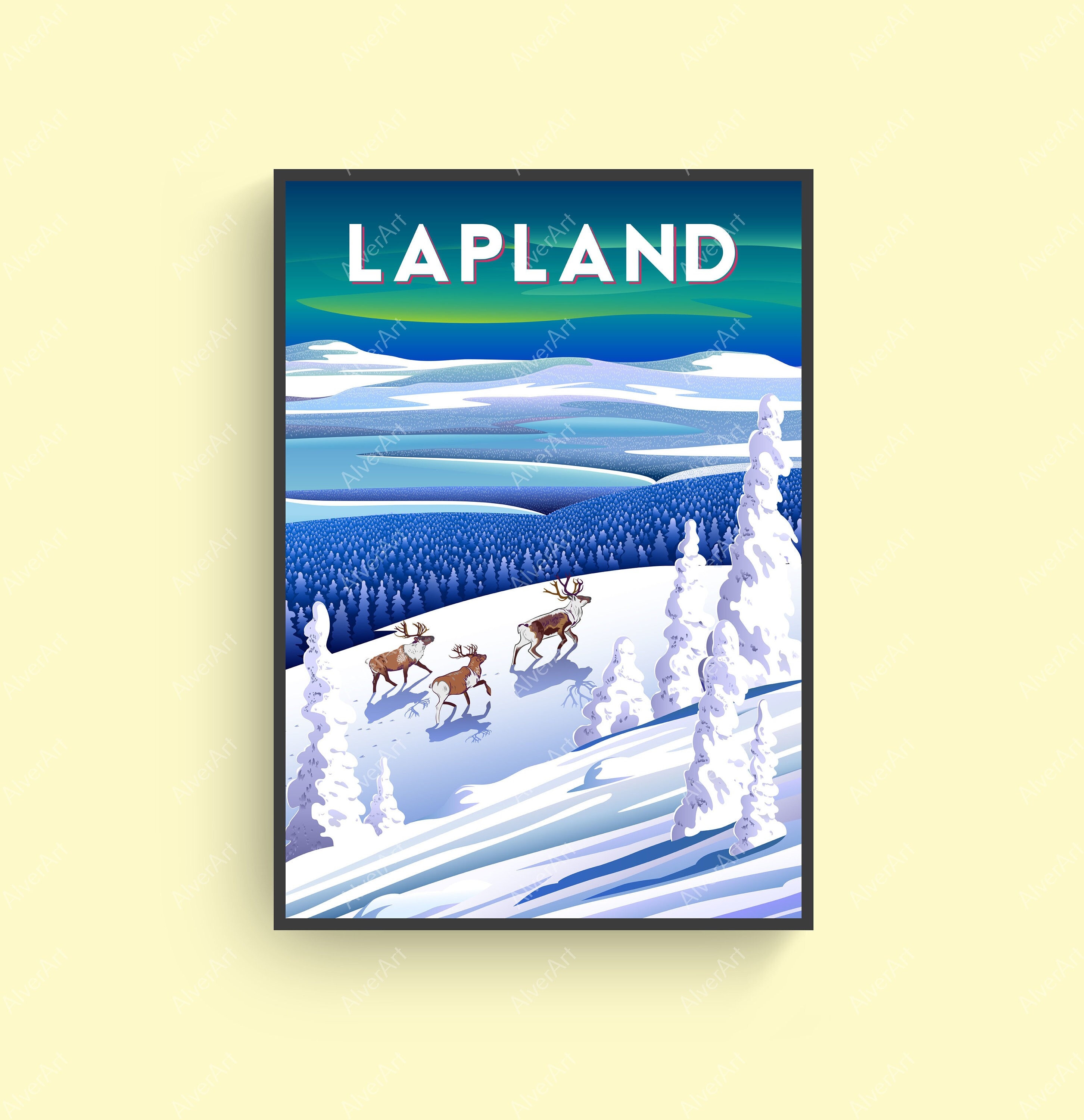 Lapland Poster, Finland Poster, Finland Travel Print, Winter Wall Art ...