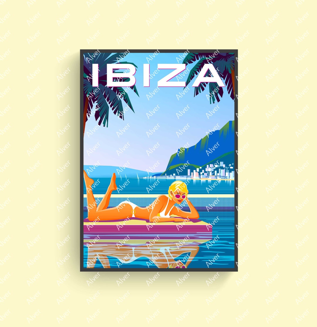 Ibiza Poster, Spain Print, Spain Travel Poster, Cityscape Wall Art, Unframed - Etsy