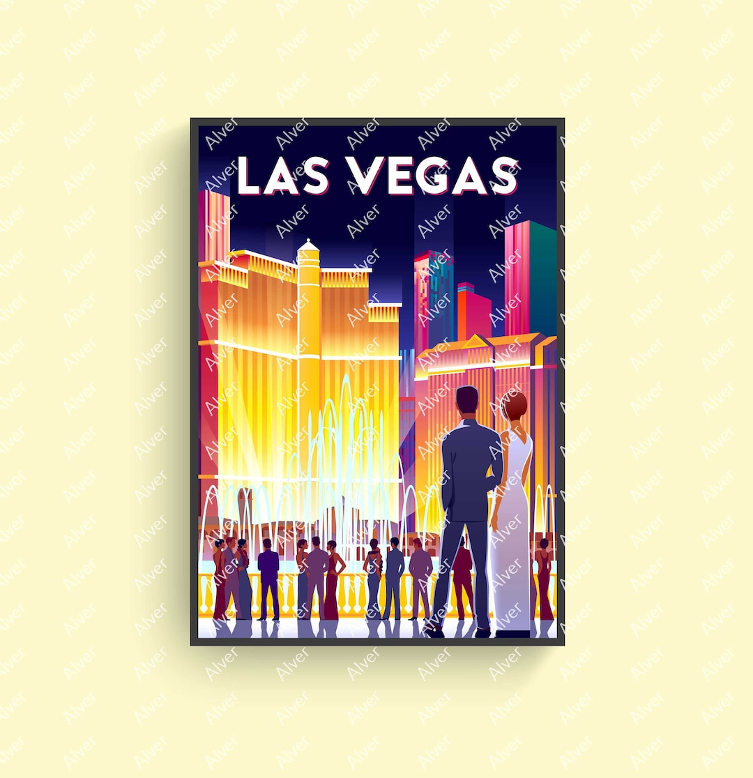Art Deco Poster, Las Vegas Poster, Nevada Poster, Las Vegas Travel ...
