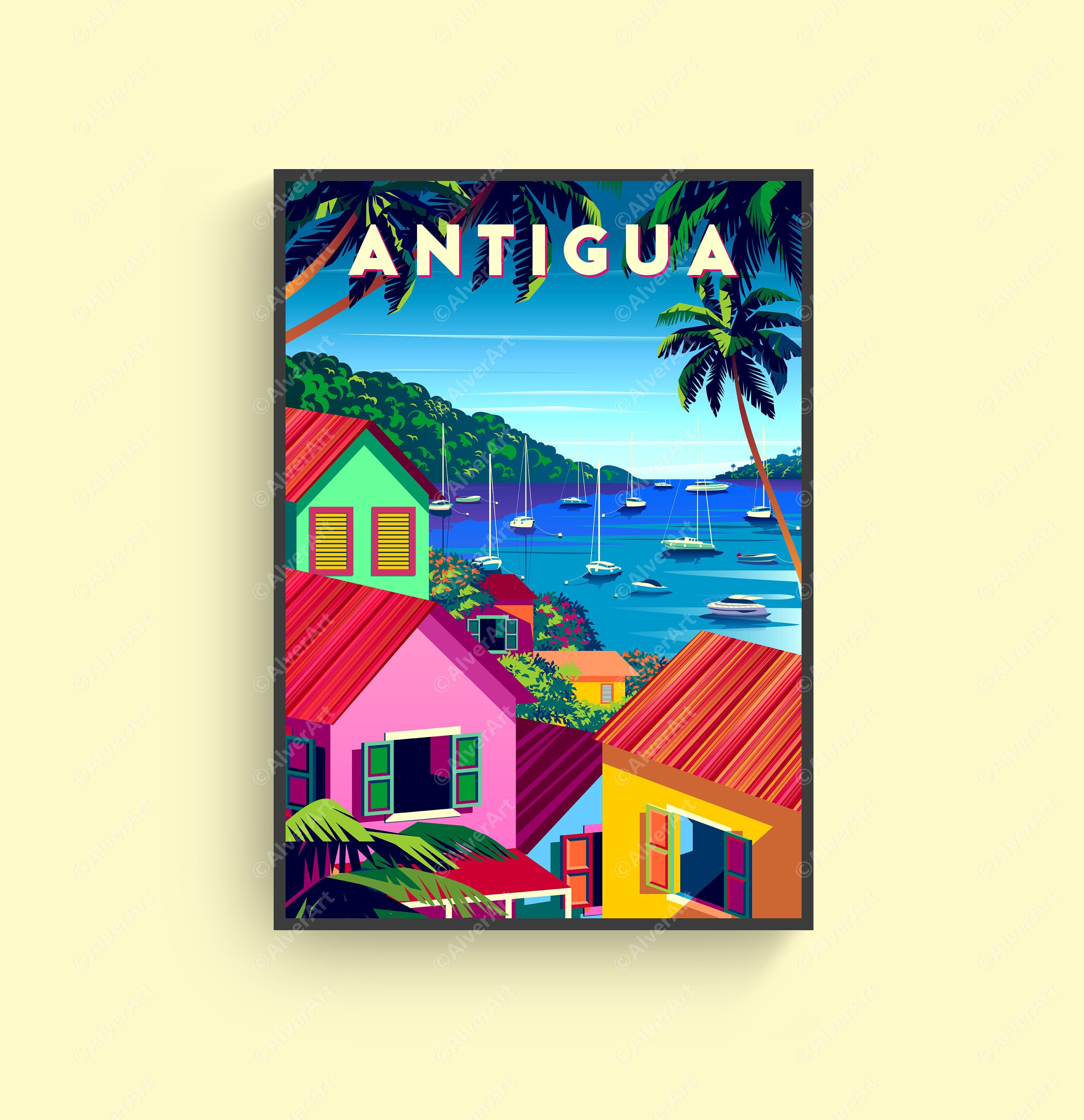 Caribbean Poster Antigua Poster Tropical Print Caribbean - Etsy
