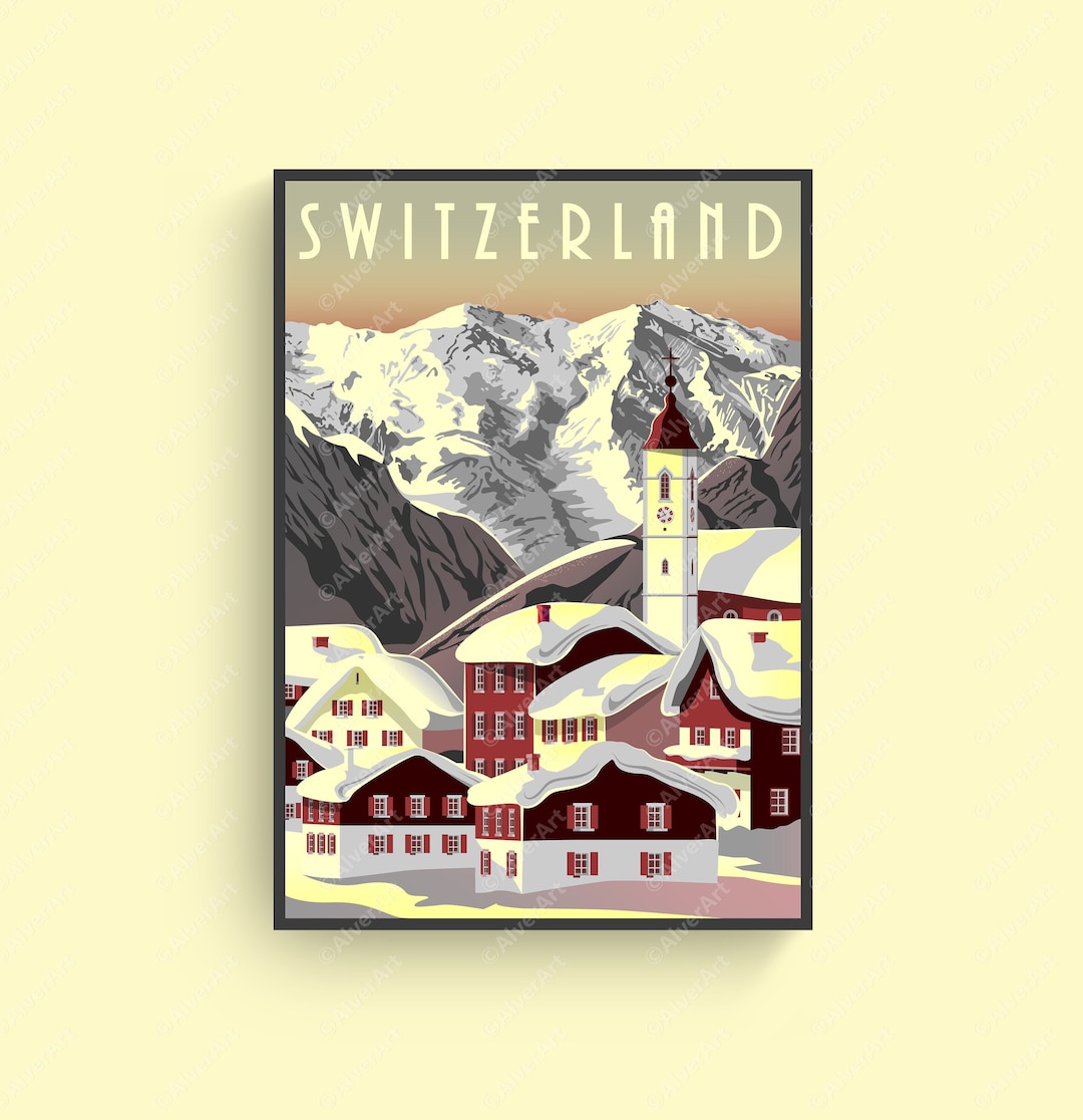 Switzerland Poster, Switzerland Travel Print, Mountain Poster, Swiss ...