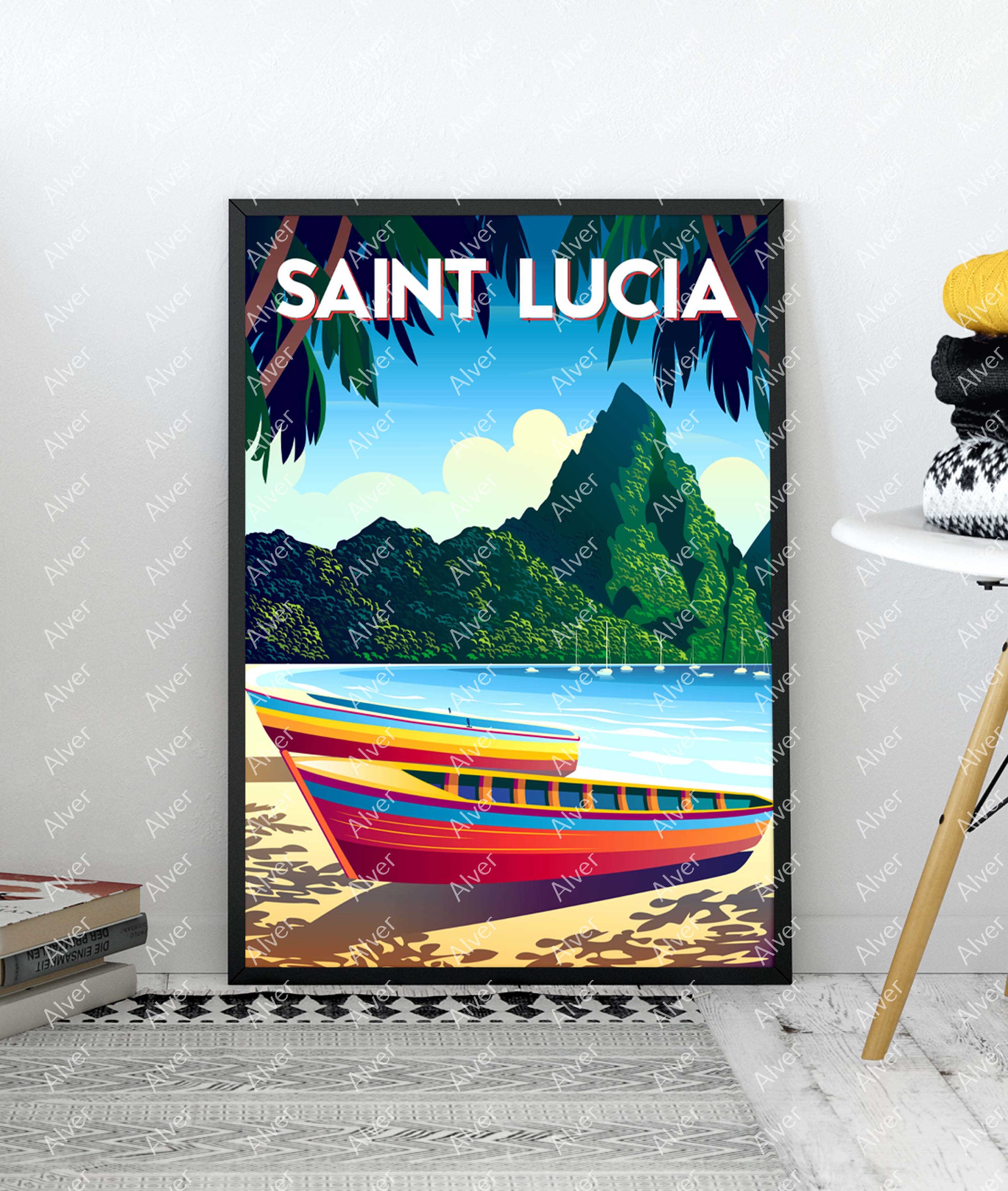 Caribbean Poster Saint Lucia Poster Tropical Print - Etsy
