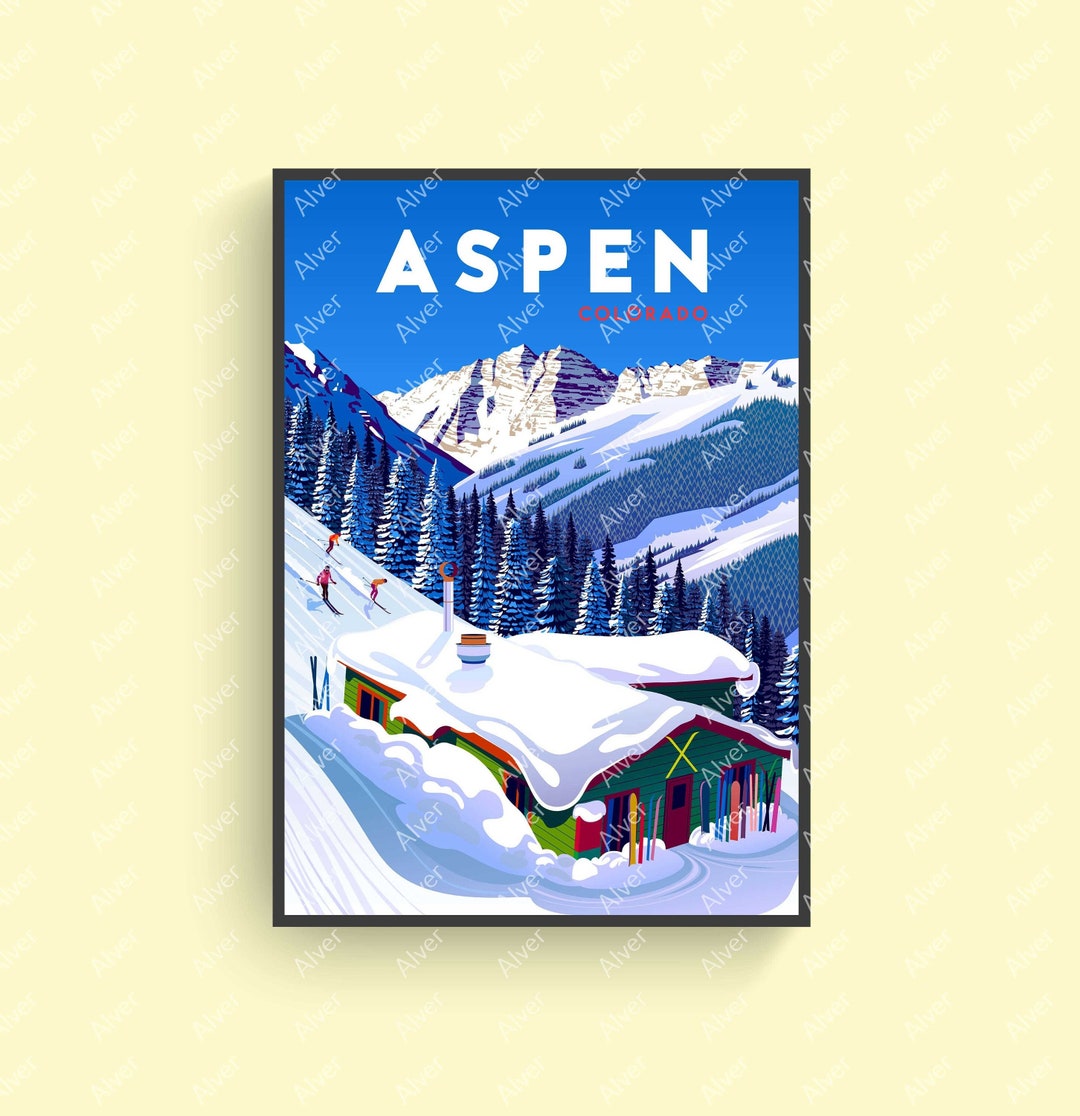 Aspen Poster, Colorado Poster, Colorado Wall Art, Ski Mountain Print ...
