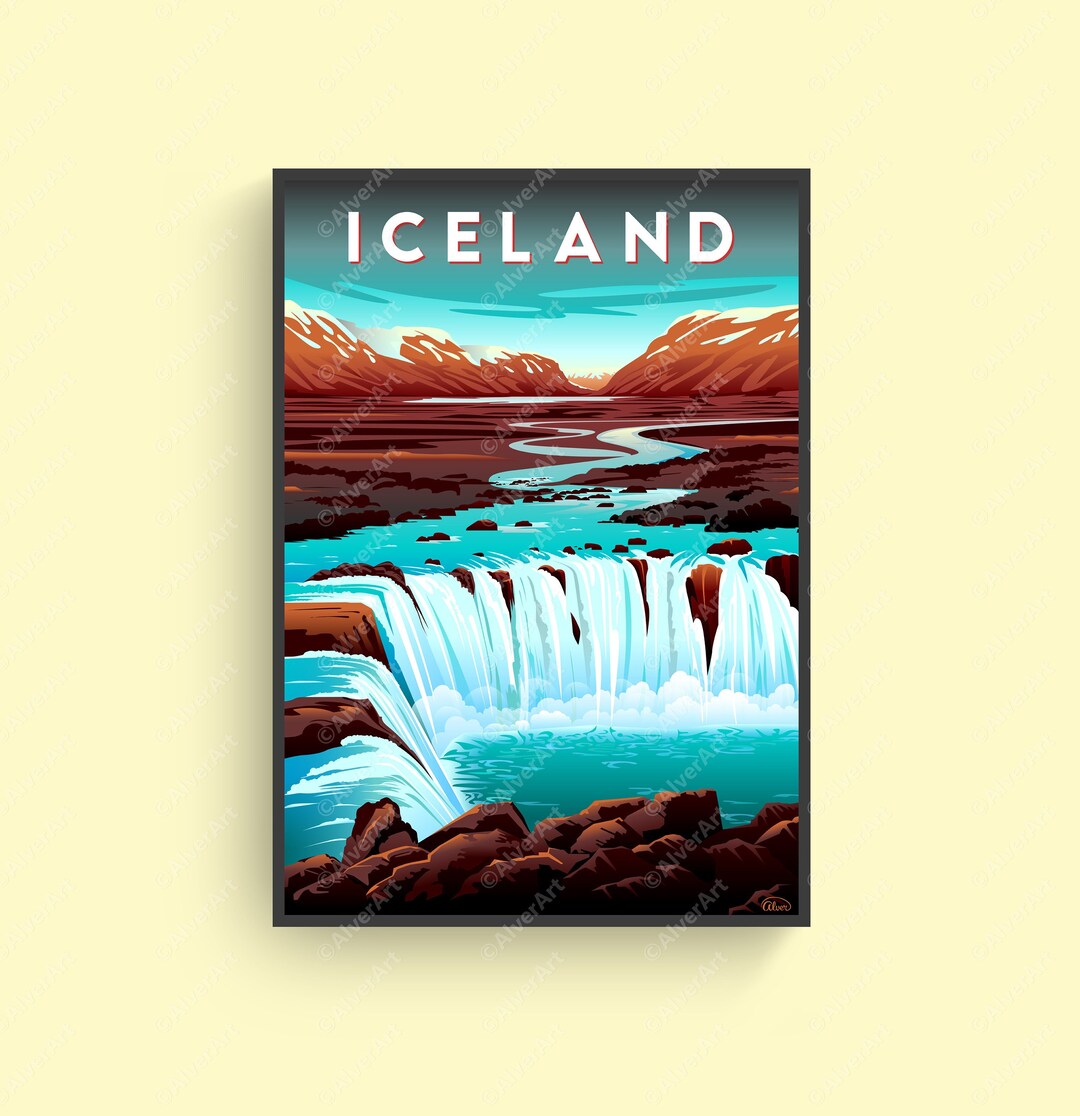 Iceland Poster, Iceland Travel Print, Iceland Wall Art, Mountains ...