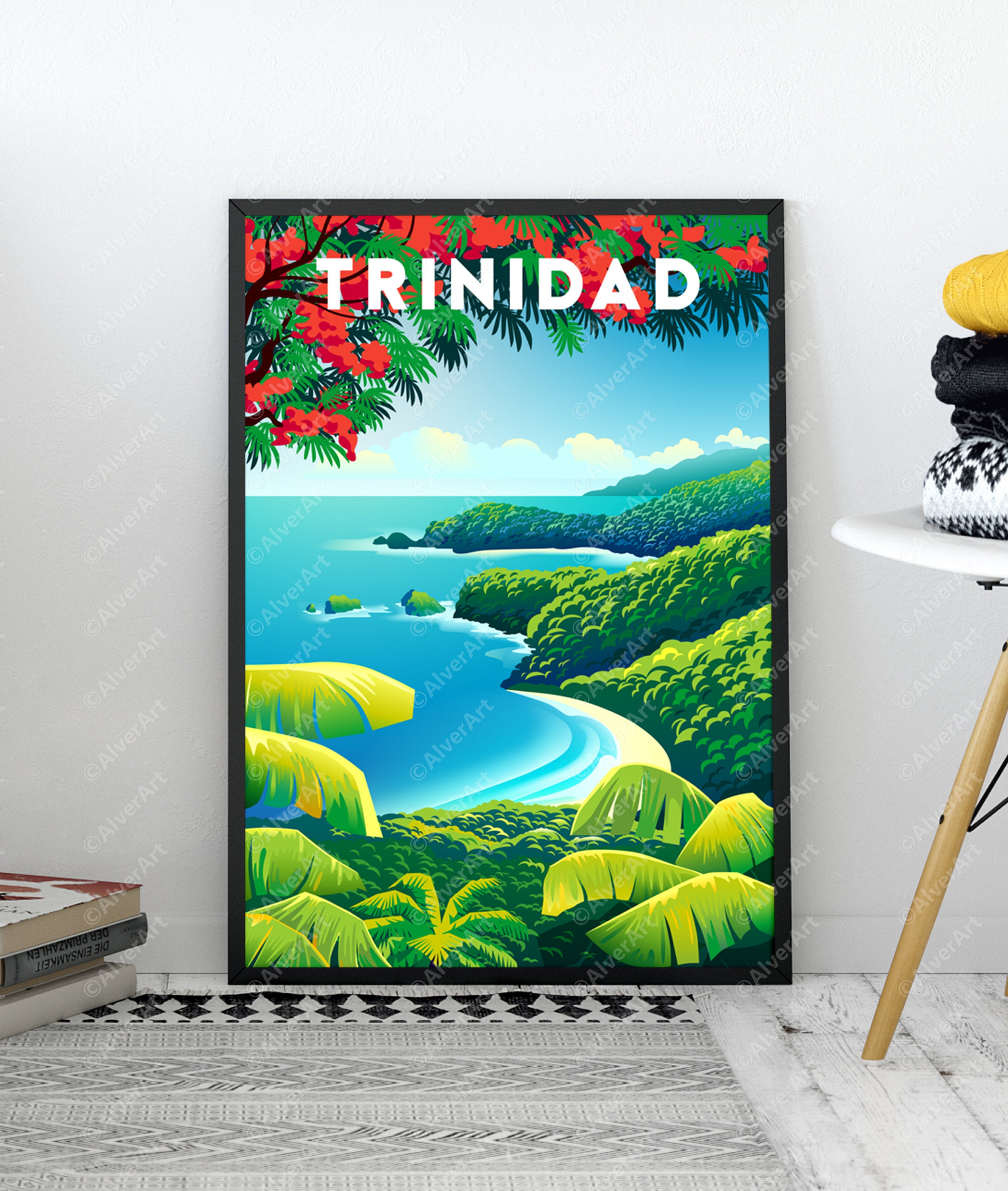Caribbean Poster Trinidad Print Tropical Travel Print - Etsy