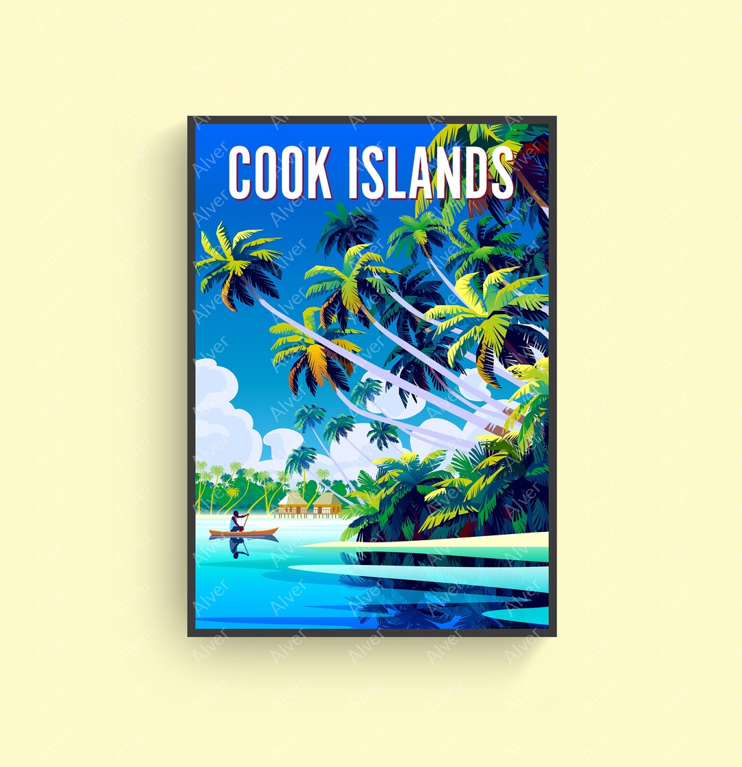 Cook Islands Poster, French Polynesia Poster, Tropical Travel Print ...