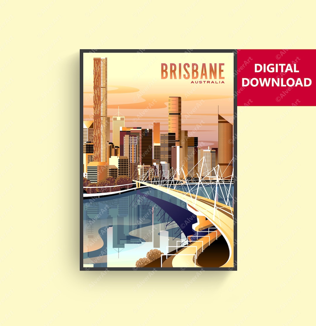 Australia Travel Poster, Brisbane Poster, Australia Print, Australia ...