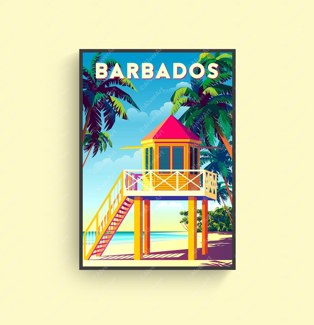 Barbados Poster, Caribbean Poster, Tropical Print, Caribbean Travel ...