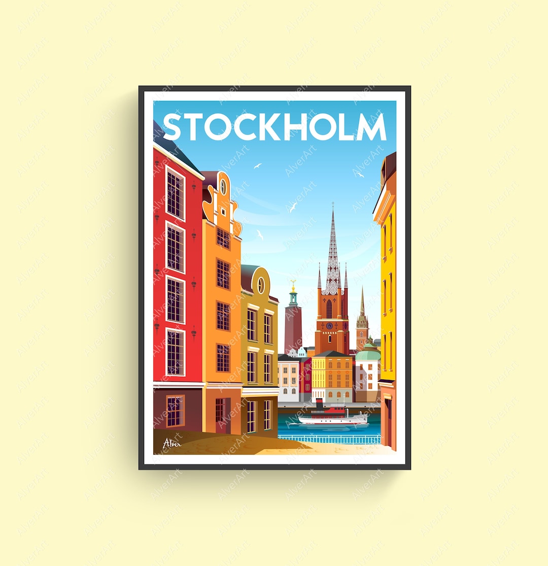 Sweden Poster, Stockholm Poster, Sweden Travel Print, Cityscape Wall ...