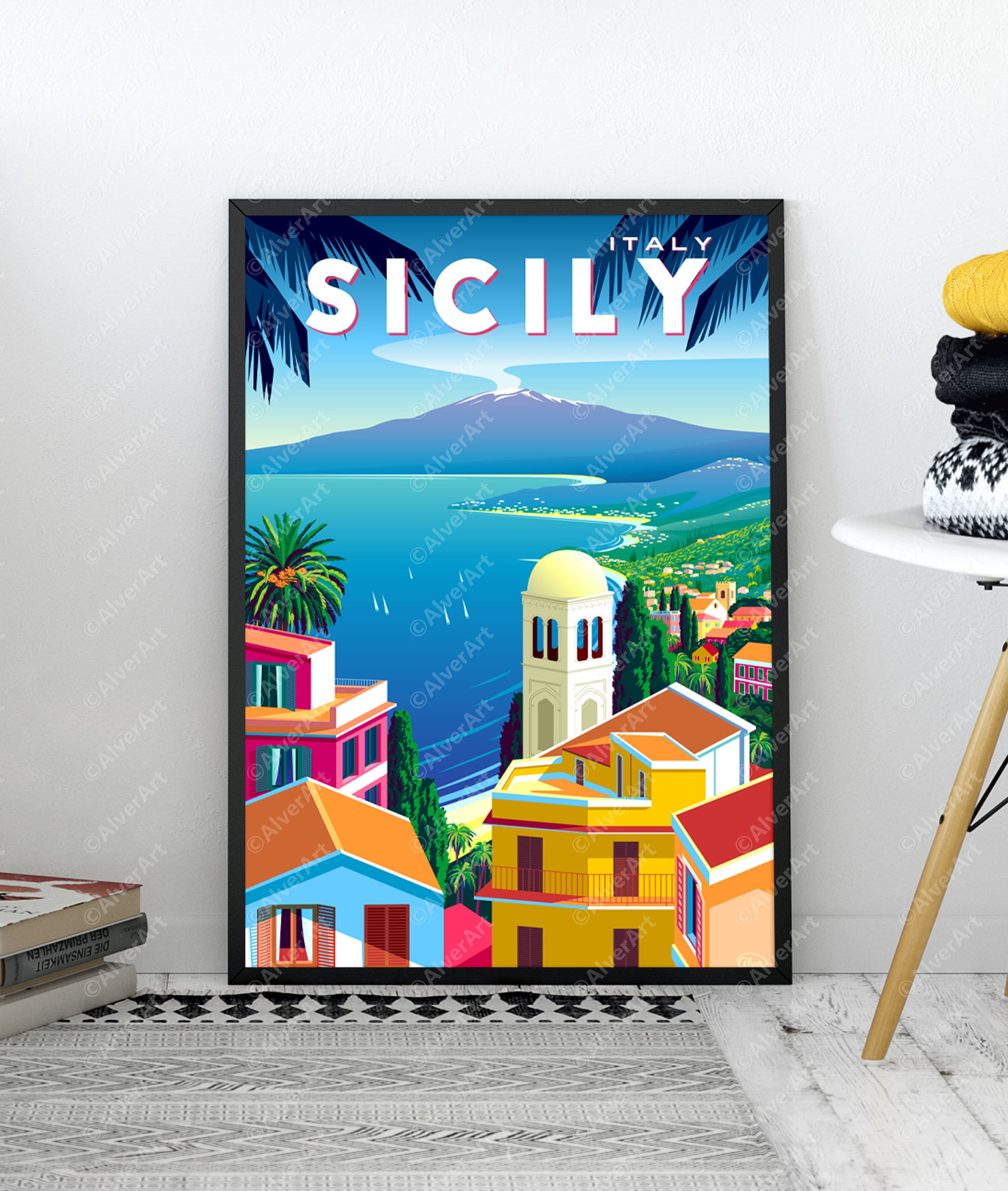 Italy Poster, Sicily Poster, Italy Print, Sicily Wall Art, Digital Art ...