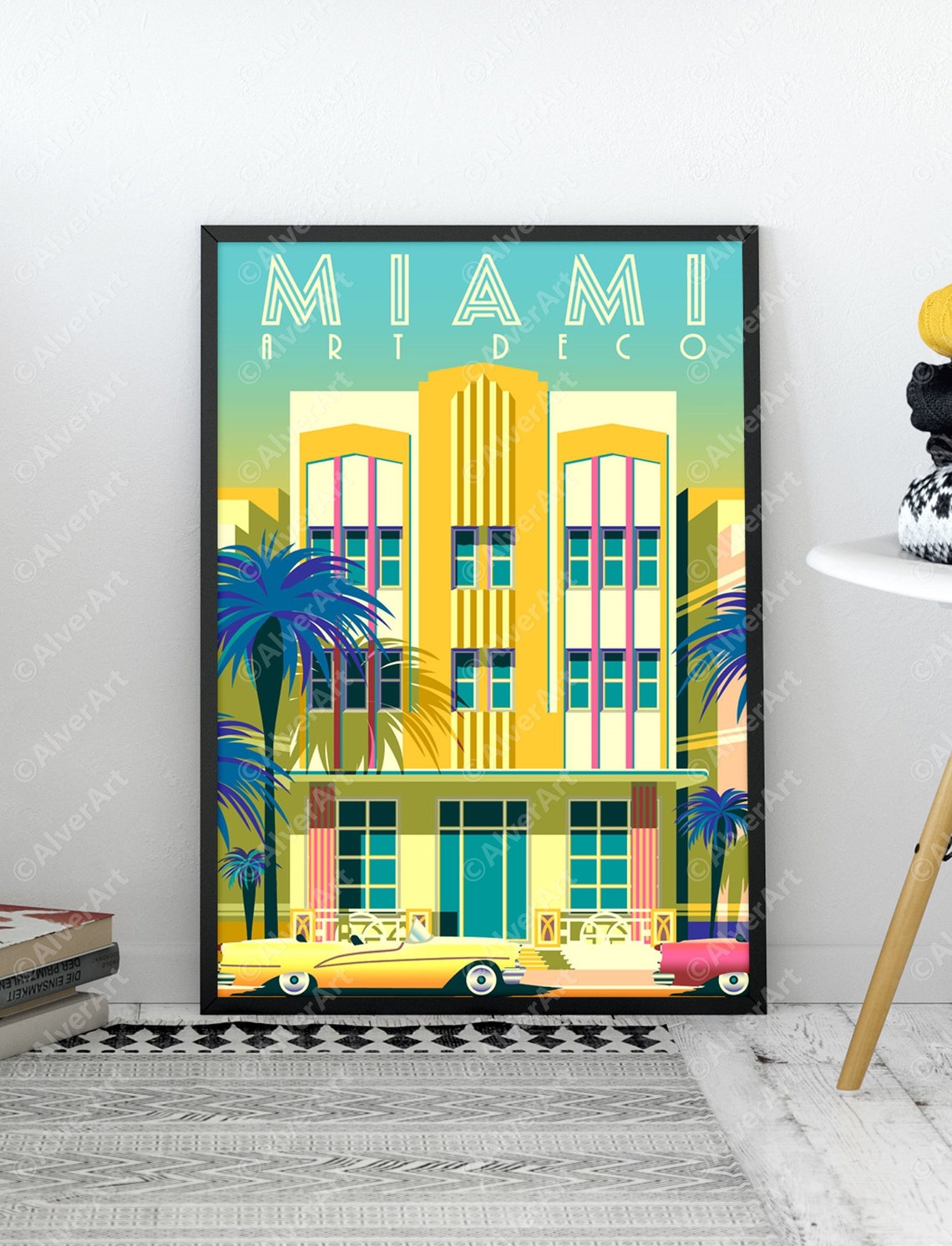 Miami Poster Miami Print Art Deco Poster Florida Wall Art - Etsy