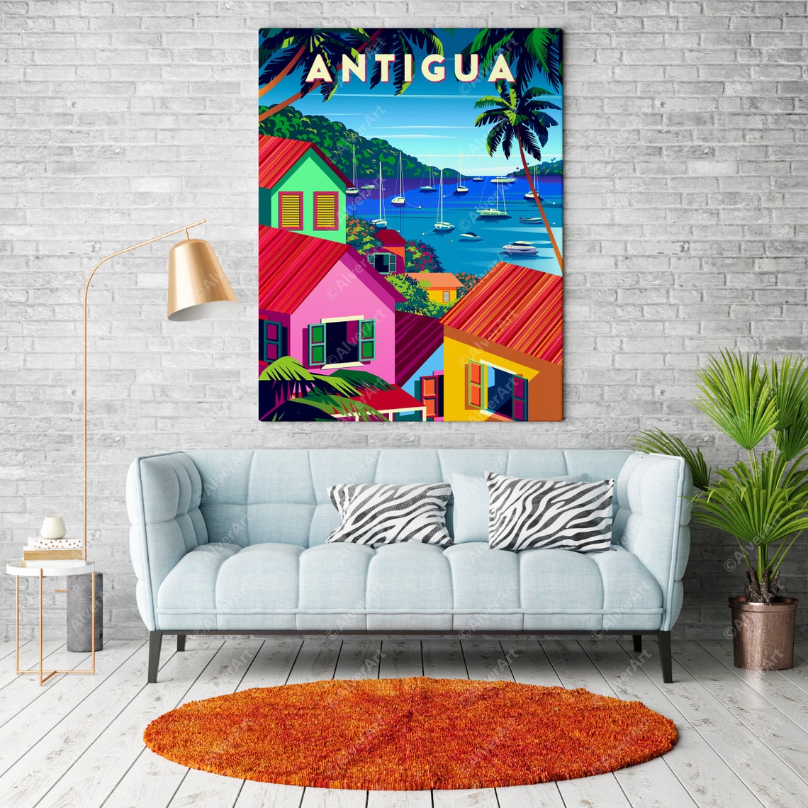 Caribbean Poster, Antigua Poster, Tropical Print, Caribbean Travel ...