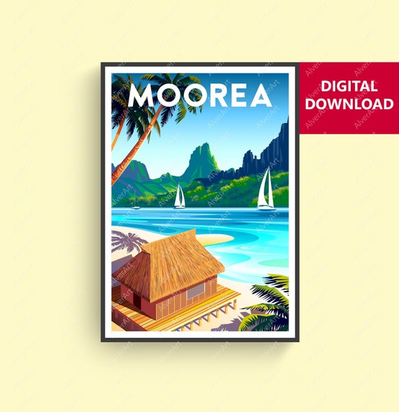 Moorea Poster French Polynesia Poster Tropical Travel Print - Etsy