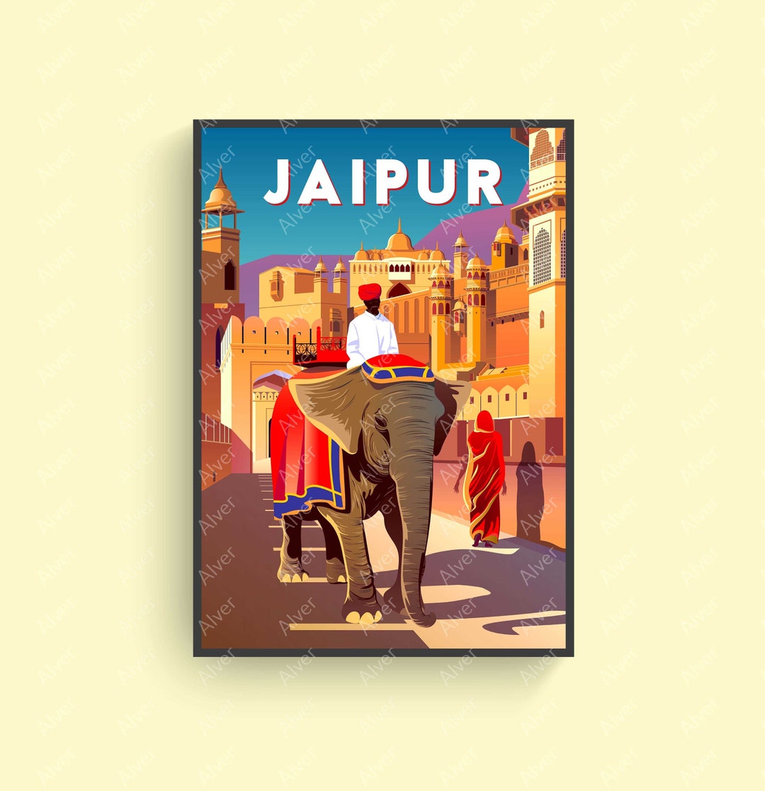 India Poster, Jaipur Poster, India Print, India Wall Art, Mahout ...