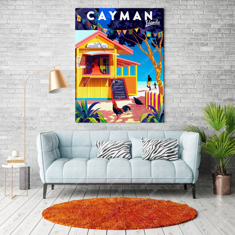 Caribbean Poster, Cayman Poster, Tropical Travel Print, Caribbean Wall ...