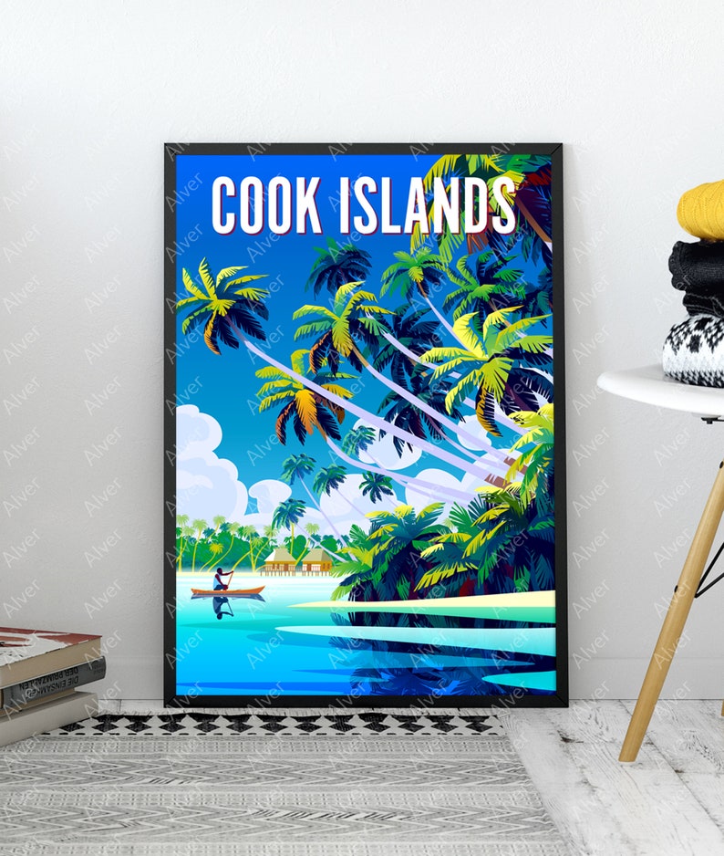 Cook Islands Poster, French Polynesia Poster, Tropical Travel Print ...