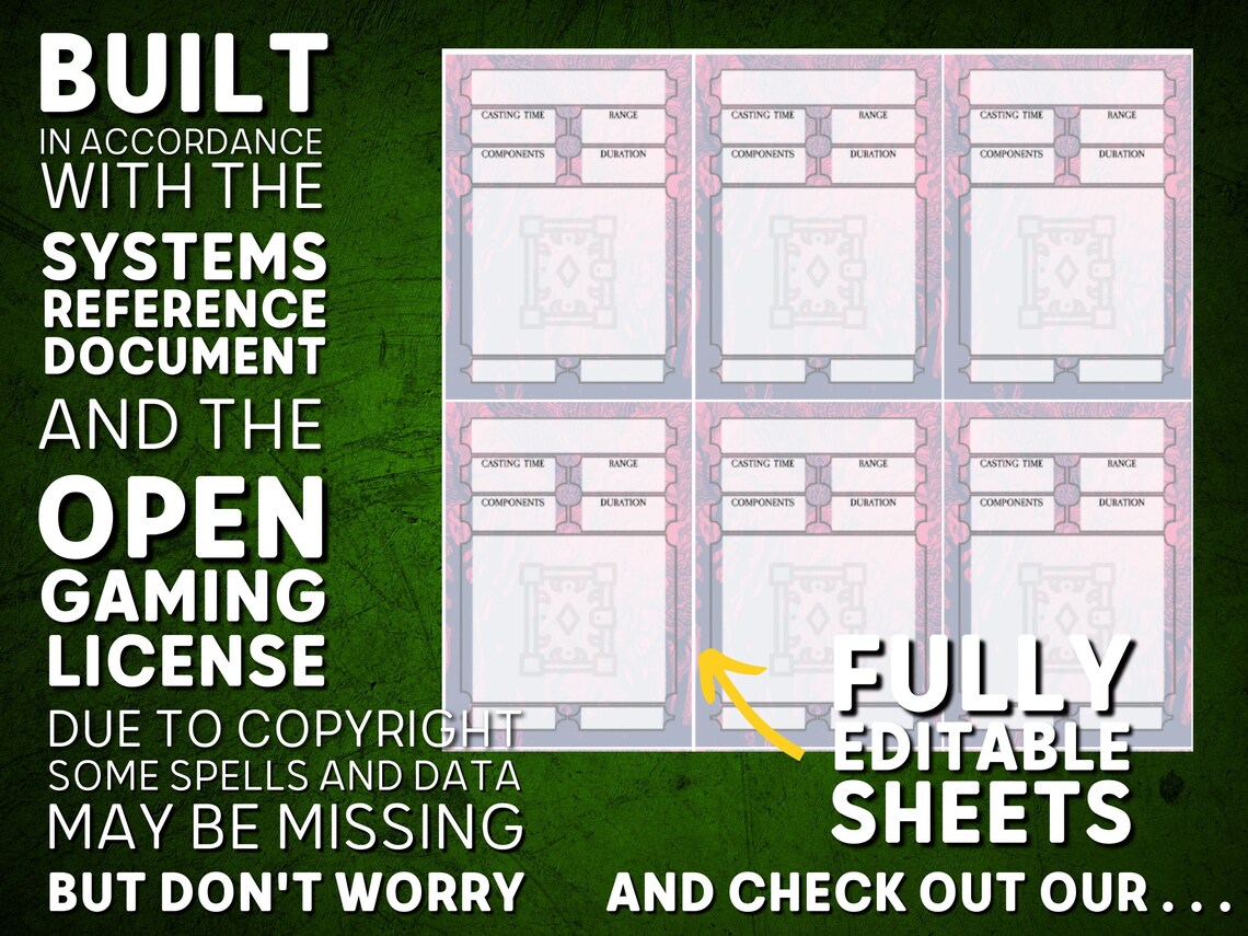 Dnd 5e Spell Cards Pdf for Paladins | Printable Dnd Spell Book | SRD ...