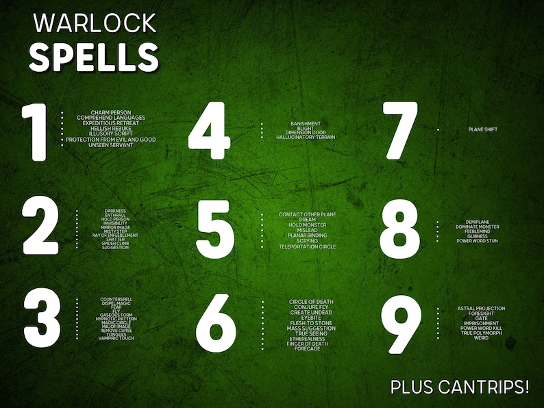 Dnd 5e Spell Cards Pdf for Warlocks | Printable Dnd Spell Book | SRD Basic Rules | D&D ...