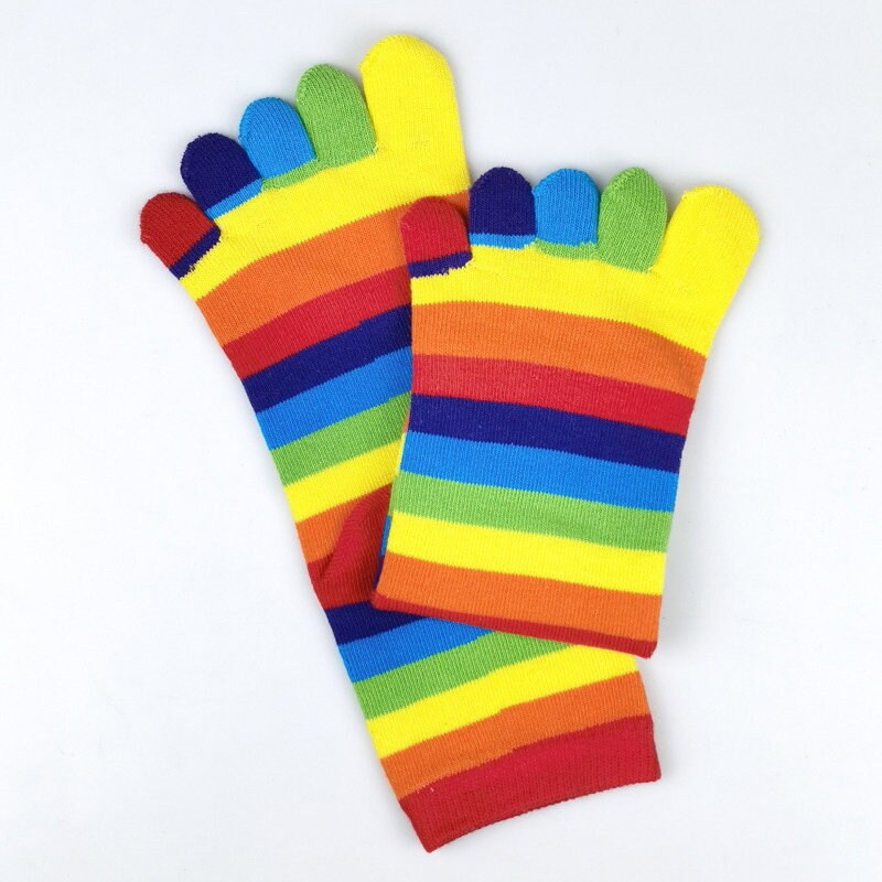 Buy One Get One Freefashionable Rainbow Toe Socks, Women's Combed ...