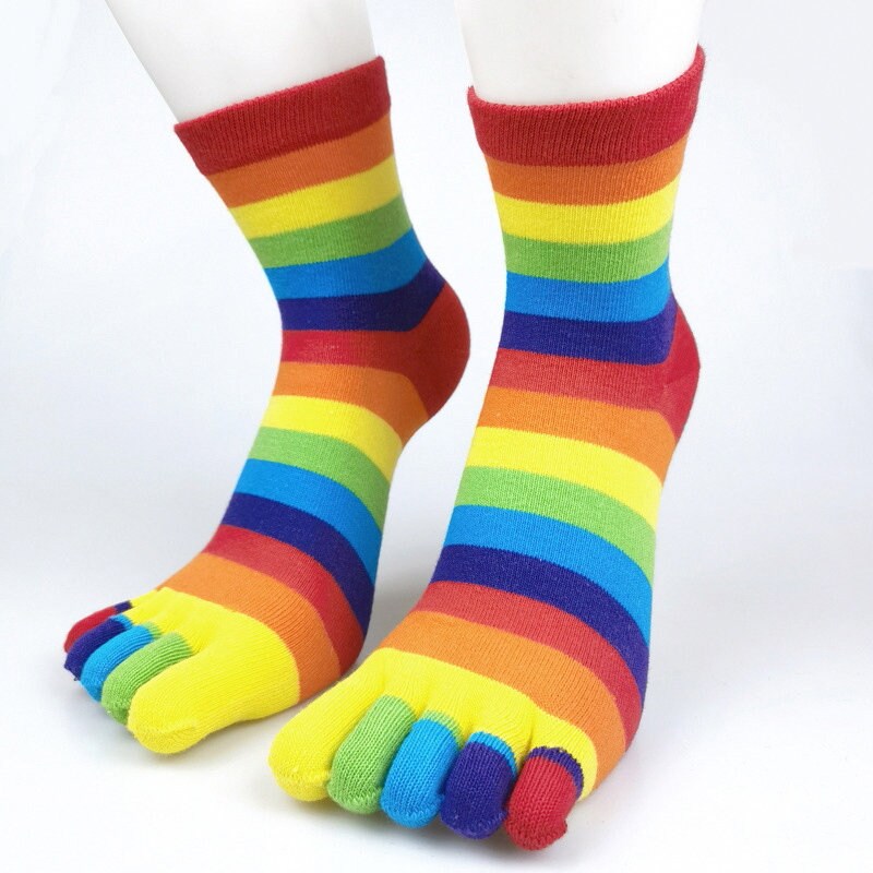 Buy One Get One Freefashionable Rainbow Toe Socks, Women's Combed ...