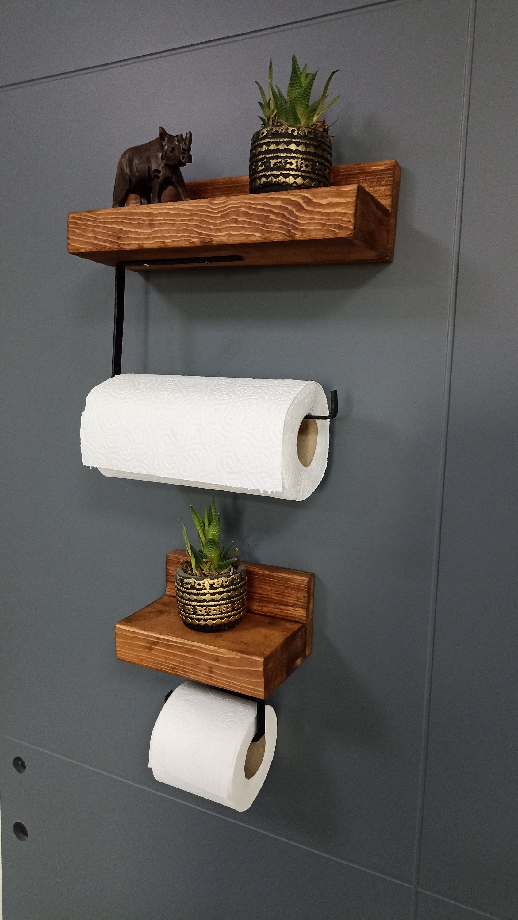 Decorative Wooden Bathroom Set Toilet Paper Hand Towel Paper Holder ...