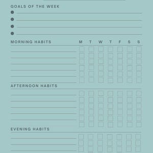 Weekly Habit Tracker | Printable PDF | Wellness & Productivity Planner ...